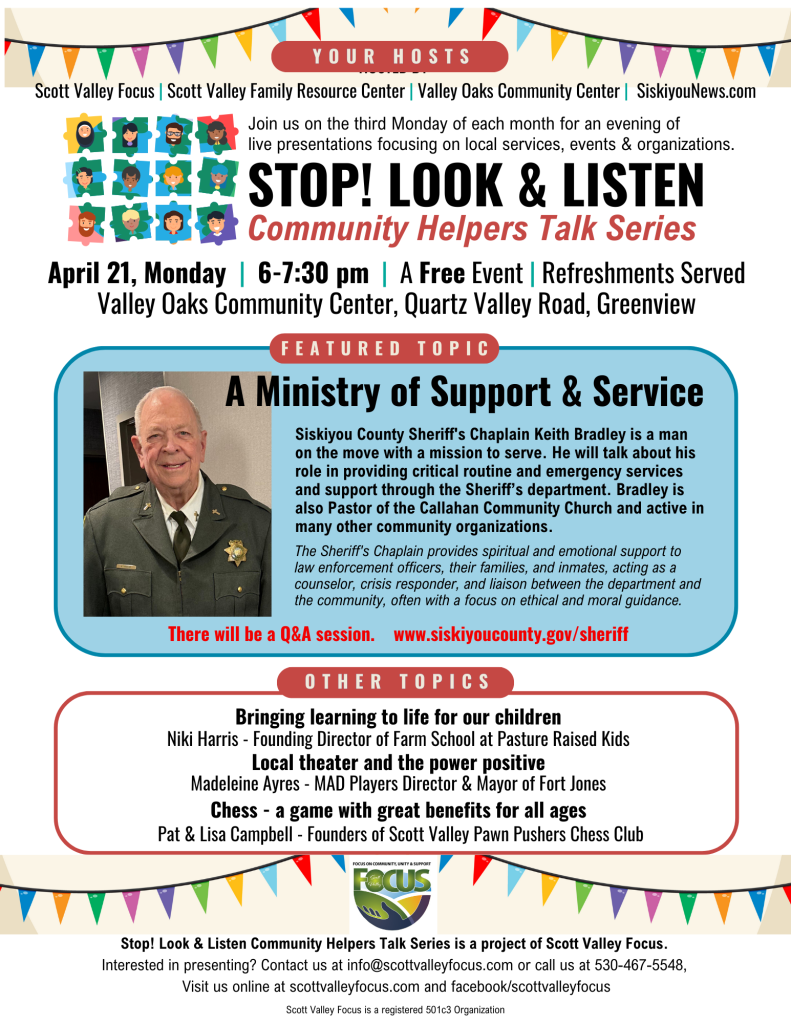 STOP! LOOK & LISTEN: Community Helpers Talk Series – SISKIYOU NEWS